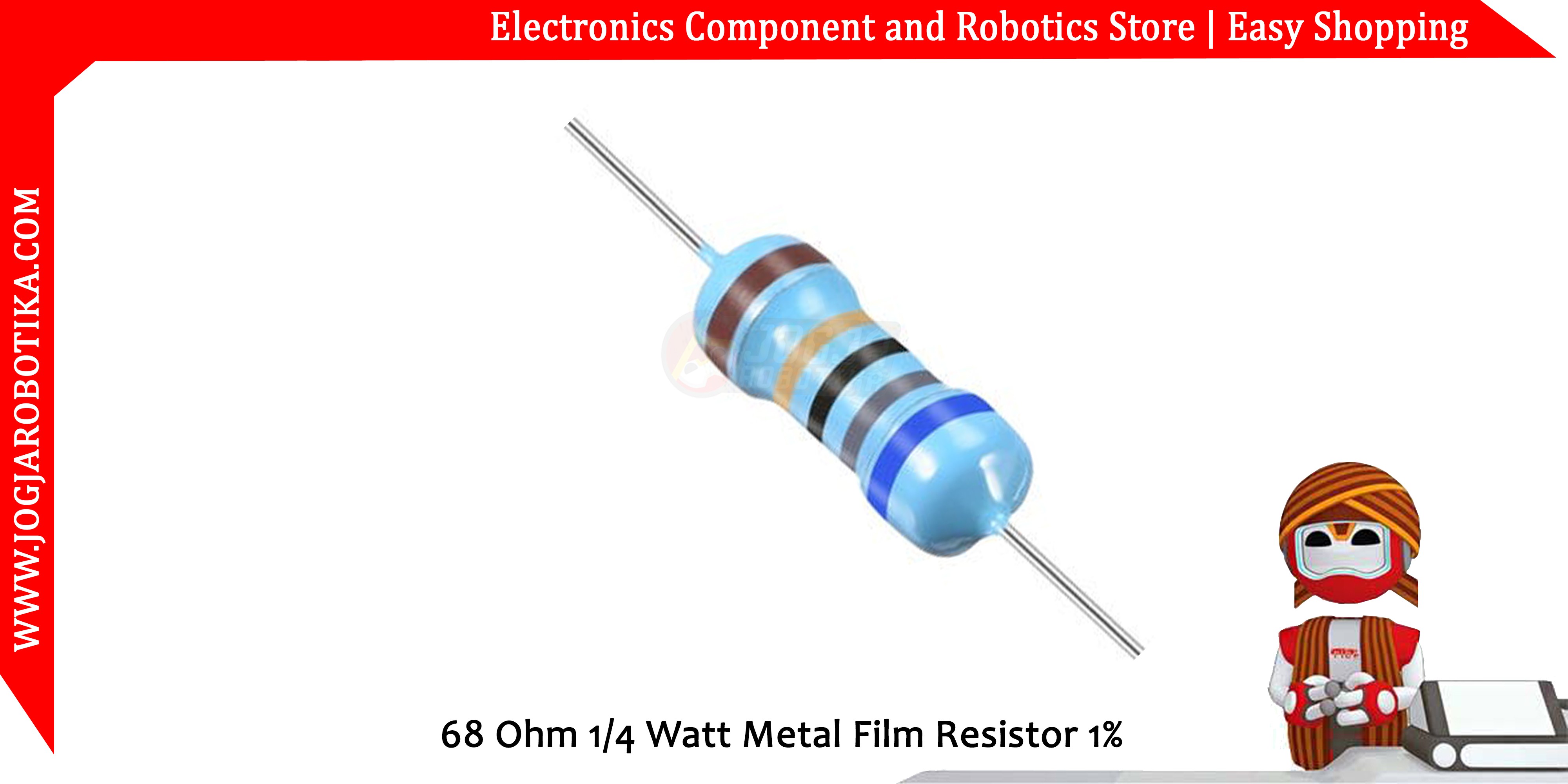 Jual 68 Ohm 1/4 Watt Metal Film Resistor 1%