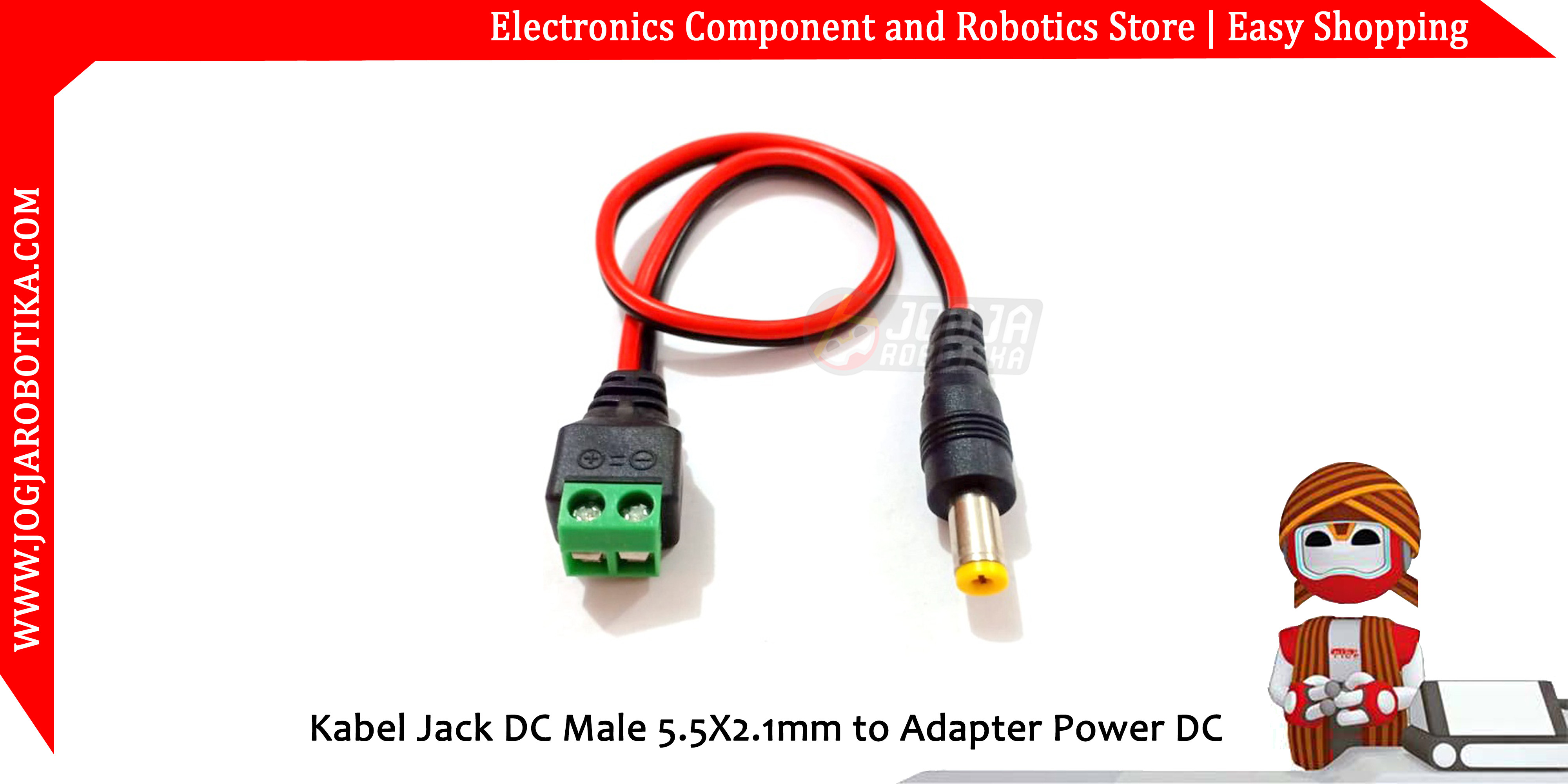 Jual Kabel Jack DC Male 5.5X2.1mm to Adapter Power DC