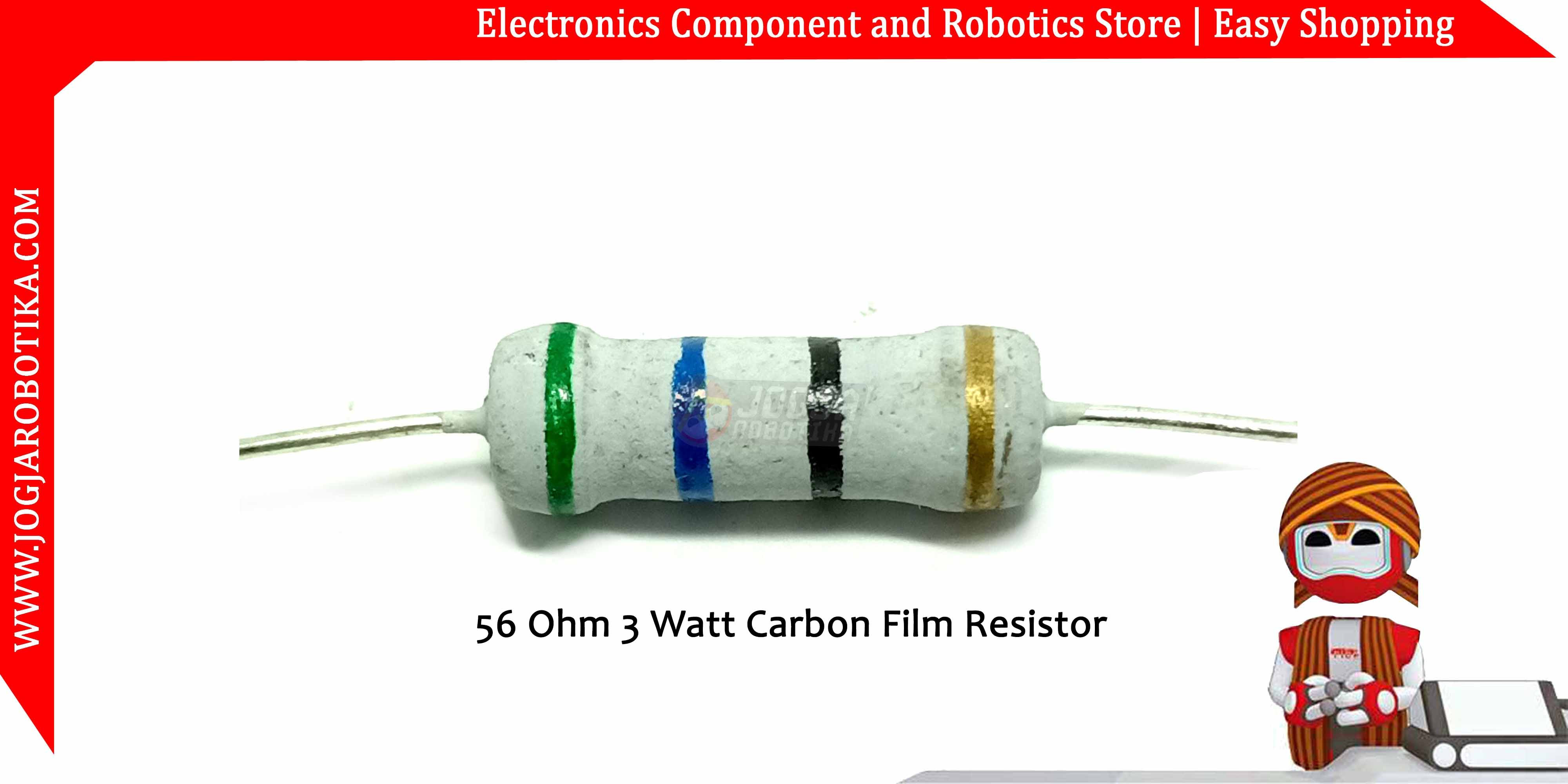 Jual 56 Ohm 3 Watt Carbon Film Resistor