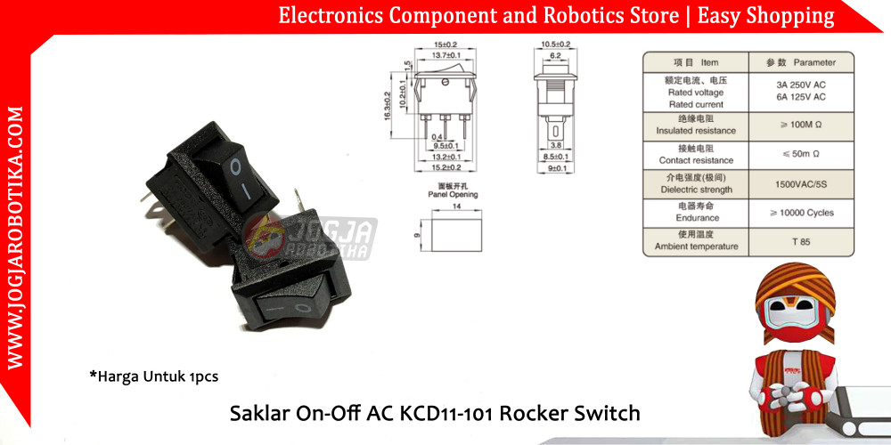 jual Saklar On-Off AC KCD11-101 Rocker Switch
